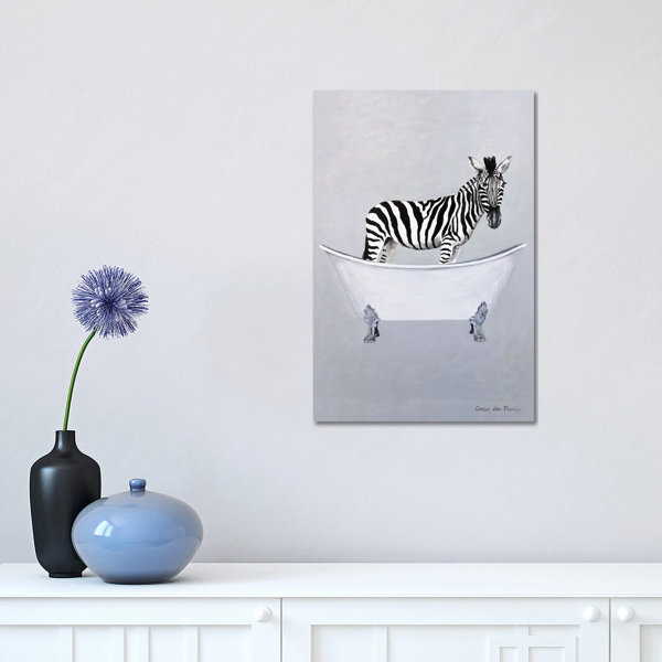 Happy Larry Zebra in Bathtub by Coco de Paris - Wrapped Canvas Painting Print | Wayfair.co.uk
